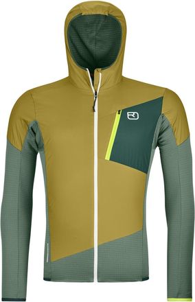 Ortovox LADIZ HYBRID JACKET M - Funktionale Merino Hybrid-Jacke für HERREN mit winddichten Einsätzen für den alpinen Einsatz - GRÜN - HERREN - M