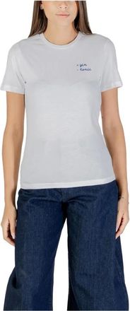Only Only, Femme, Tops, Blanc, Taille: 40 FR T-shirt Blanc en Coton, Manches Courtes, Col Rond