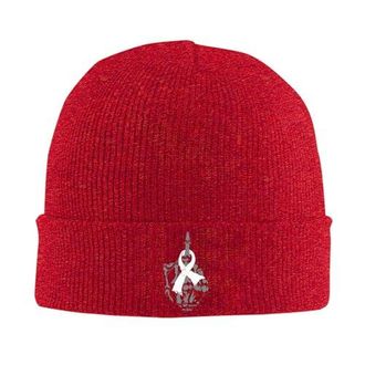 Generic &Eacute;pais Bonnet Tricot&eacute;, Nique Le Cancer du poumon, Doigt dhonneur, Ruban Blanc, Universelle Beanie Hats, Bonnets en Tricot pour Adultes, Femme, Ski