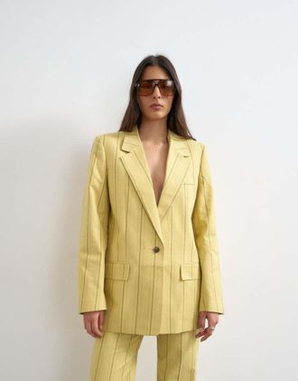 Topshop Gestreifter Blazer f&uuml;r besondere Anl&auml;sse in Gelb, Kombiteil