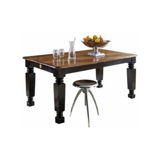 Massivmoebel24 Esstisch mit Auszug Sheesham 140-180x90x76 schwarz/braun lackiert NEW BOSTON 151