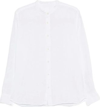 120% Lino Homme, Chemises, Blanc, Taille: 2XL Chemise Coupe Slim Col Mao