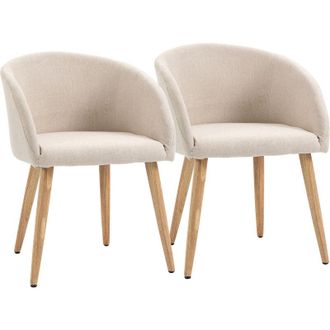 HOMCOM Homcom - Chaises de visiteur design scandinave - lot de 2 chaises - pieds inclin&eacute;s effil&eacute;s bois caoutchouc - assise dossier accoudoirs ergonomiques