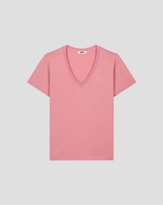 Jott T-shirt uni col V en coton Pink antique Sofia 2.0 - Taille XL