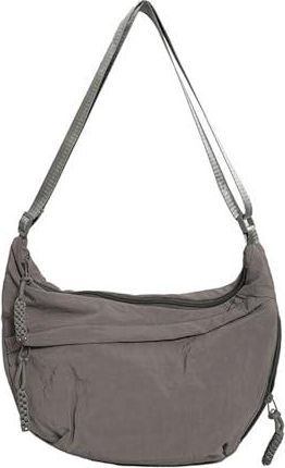 Generic Quantifyn Sac à bandoulière, nouveau modèle, mode pour femme, couleur unie, sac besace en nylon, séparateur à lintérieur, sangle réglable, gris, 30*21