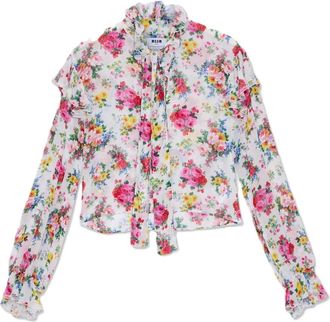 Msgm Msgm, Femme, Blouses et Chemises, Multicolore, Taille: 38 FR Blouse Msgm en Georgette de Viscose avec Imprim&eacute; Floral et Col &agrave; Volants