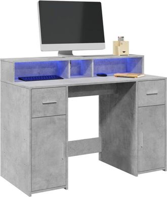 vidaXL Vidaxl - LED-Schreibtisch Betongrau 120x55x91 cm Holzwerkstoff