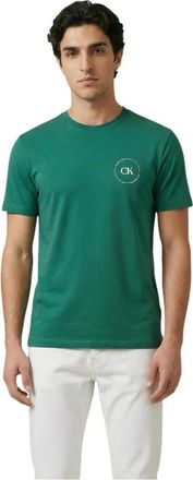 Calvin Klein Jeans Homme, Tops, Vert, Taille: L T-shirt en coton &agrave; manches courtes et col rond