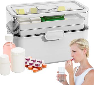 Generic Medikamentenbox-Organizer - Hausverschlie&szlig;bare Box f&uuml;r Medikamente, 3-st&ouml;ckiger Aufbewahrungsbeh&auml;lter, langlebiger Sicherheitskoffer mit F&auml;chern | Erw