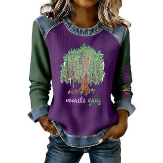 Generic Sweat-shirt &agrave; capuche &agrave; manches longues et col rond pour femme, Vert, XXL