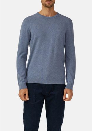 s.Oliver Rundhalspullover Basic (1-tlg) Feinstrick-Komfort mit Logo-Detail