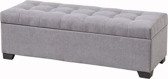 Generic Gepolsterte Aufbewahrungsbank Aus Leinen Mit Getuftetem Deckel for Schlafzimmer, Wohnzimmer, Eingangsbereich - Massivholzrahmen, Verstecktes Fach(Grey