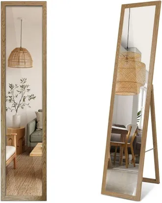 Tulup Miroir sur Pied, Miroir Vertical Pleine Longueur, Rectangulaire Grand Miroir de Sol - Chambre &agrave; Coucher, Salon - (35 cm x 156 cm) - Cadre Imitation