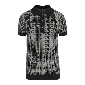 Balmain Monogramm-Poloshirt - - Tops - Herren - Schwarzk - S