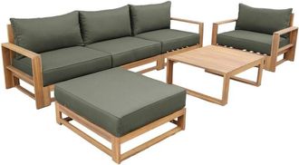 Sweeek Gartengarnitur aus Holz 5 Sitze - Mendoza Holzfarben / Khaki