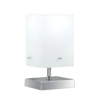 Luce-Ambiente-Design Chrome Metal Table Lamp with White Glass Diffuser