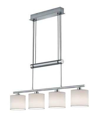 Trio Trio Leuchten Jojo 305400401 Garda Suspension E14 Nickel mat Abat-jour en tissu Blanc 13,5 x 77 x 150 cm