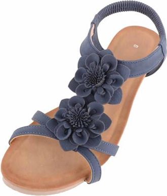 Absolute Footwear Sandales d&eacute;t&eacute; &agrave; motif floral avec sangle arri&egrave;re &eacute;lastique pour femme, bleu marine, 40 EU
