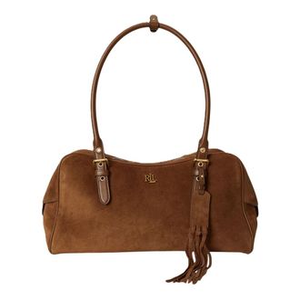 Ralph Lauren Grand sac cabas Marcy zipp&eacute; en daim - Femme - Sacs - Brun - Taille: ONE Size