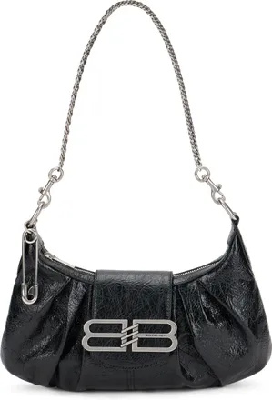 Balenciaga Womens Shoulder Bag Pamela Small Black Leather