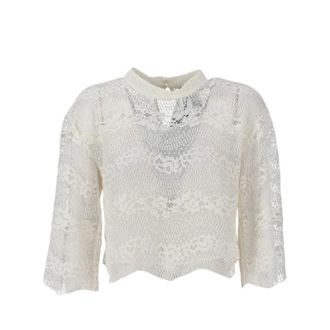 Twinset Femme, Blouses et Chemises, Beige, Taille: 36 FR Blouse en dentelle macram&eacute;