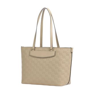 Michael Kors Jet Set Travel Medium Logo Embossed Leather Tote - - Bags - Damen - Beige - ONE SIZE