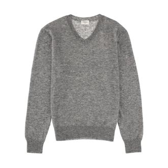 Saint Laurent V-Ausschnitt Strickware - - Knitwear - Herren - Grau - M