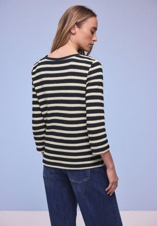 Street One 3/4-Arm-Shirt Strick-Look Shirt mit Streifenmuster