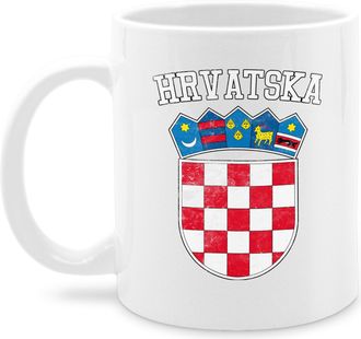 Shirtracer Tasse Tassen 325ml - Fußball EM WM - Kroatien Wappen Hrvatska Krotatisch - 325 ml - Weiß - 2024 fussball croatia fanartikel europameisterschaft croati