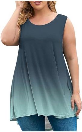 Generic Débardeur long pour femme - Col rond - Sans manches - Coupe ample - Élégant - Couleur unie - Débardeur dété pour femme - T-shirt basique - Haut dété, 