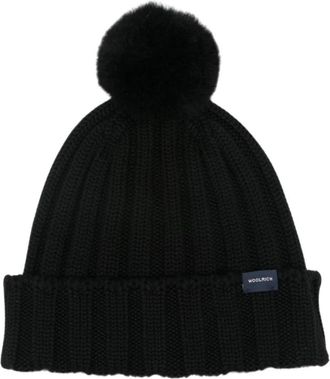 Woolrich Beanie Kaschmir Bommel - - Accessories - Damen - Schwarzk - M