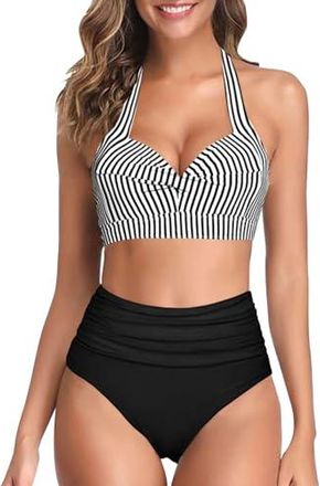 Generic Ensemble bikini sexy et &eacute;l&eacute;gant pour femme - Deux pi&egrave;ces - Col en V - Triangle - Push Up - Bikini de plage - Maillot de bain ventre plat - Haut de bik