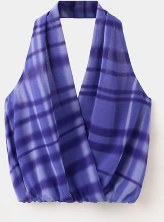 Mango Top imprim&eacute; emmanchures am&eacute;ricaines bleu - Femme - XS - MANGO