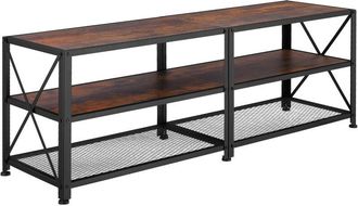 TecTake Tectake - Meuble TV bas en bois et acier - Dimensions 161x41,5x50,5 cm - 3 niveaux ouverts - Style industriel avec pieds r&eacute;glables