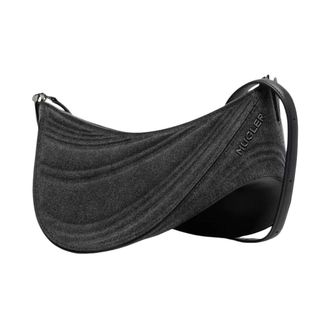 MUGLER Graue Schultertasche mit Spiralpr&auml;gung - - Bags - Damen - Grau - ONE SIZE