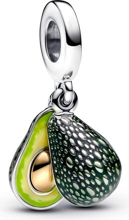 Pandora Avocado Doppelter Charm-Anhänger aus Sterling-Silber mit 14 Karat Vergoldung, kompatibel ME und Moments, Maße: 8 x 11,8 x 8,5 mm, 763405C01