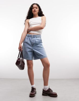 Obey Eli - Short en jean pliss&eacute; - Bleu