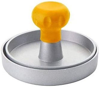 Ibili Steel Classic Burger Press with Orange Plastic Handle, Silber/orange, 11 cm