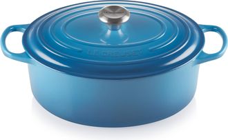 LE CREUSET Le Creuset Signature Gusseisen-Bräter mit Deckel, Ø 31 cm, Oval, Für alle Herdarten und Induktion geeignet, Volumen: 6,3 l, 5,705 kg, Marseille