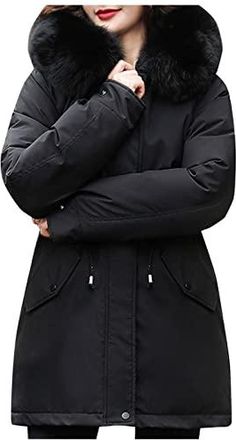 Generic Vestes pour femmes 2026 Veste rembourr&eacute;e en polaire pour femme Hiver ample Mode &Eacute;paissie, Noir, 3XL