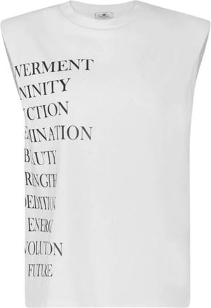 Elisabetta Franchi Femme, Tops, Blanc, Taille: 42 FR T-shirt en jersey avec imprim&eacute; de lettrage