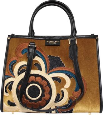 My Best Bags Firenze Handtasche aus Samt und Leder - - Bags - Damen - Braun - ONE SIZE