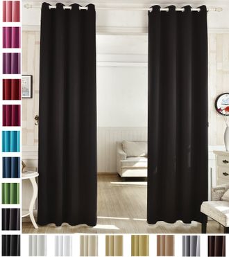 Woltu Gardinen, Vorhang für Wohnzimmer Kinderzimmer, mit Ösen, Leicht & Weich, Wärmeisolierend, 140 x 225 cm, Anthrazit