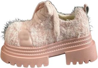 Generic YUJIEBB Big Head Hairy Femmes Chaussures Mode Hiver Neige Bottes pour Femmes Simplicit&eacute; Fourrure Plateforme Chaude Lacets Femelle Chaussures, rose, 35