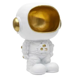 The Home Deco Factory HD0159 Statue Astronaute Vide Poche Blanc, Objet D&eacute;coratif en R&eacute;sine, Design &Eacute;l&eacute;gant pour Rangement, Taille : 20 cm, Couleur : Blanc et Or