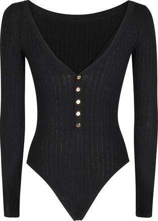 Elisabetta Franchi Femme, Tops, Noir, Taille: 36 FR Tricot Bodysuit