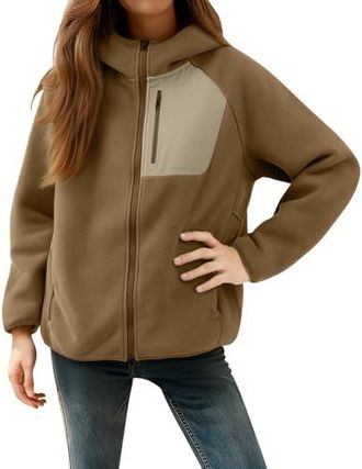 Generic Vestes en polaire pour femme avec fermeture &eacute;clair int&eacute;grale, poches l&eacute;g&egrave;res, manteaux dhiver doux et chauds pour randonn&eacute;e, voyage, caf&eacute;, 3XL