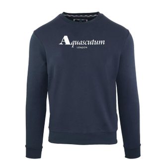 Aquascutum Sweatshirt f&uuml;r Herren, Logo, gerippt (Marine)