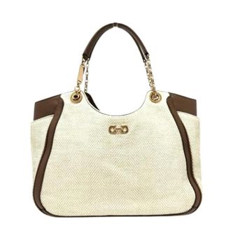 Ferragamo Pre-owned Toile sacs-ports-paule - Femme - Pre-owned - Beige - Taille: ONE Size