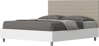 ITYhome Ityhome - Letto Matrimoniale Rivestito In Similpelle - Burmy - Colore: Tortora - Dimensione Rete: 160x190 - Tipologia Letto: Senza Rete